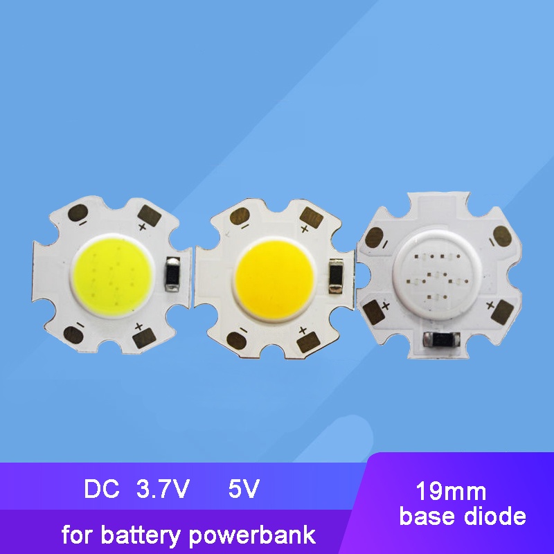 2pcs Input 3.7V 5V 3W Warm White Blue LED COB Light + 19mm Star Base ...