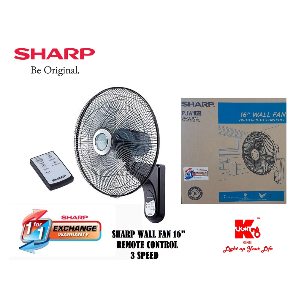 SHARP WALL FAN 16 Inch REMOTE CONTROL - PJW16RGY with 3 SPEED | Shopee ...