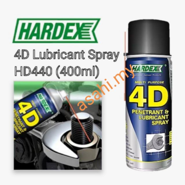 Hardex 4D Lubricant Spray HD440 (400ml) pelincir anti rust WD40 / Anti ...