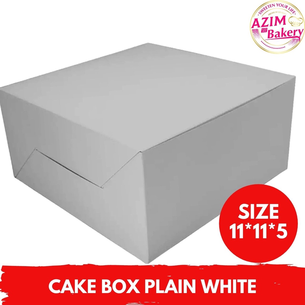 Cake Box Plain White 11X11X5 (50Pcs) Kotak Kek Putih | Kotak Kek | Cake ...