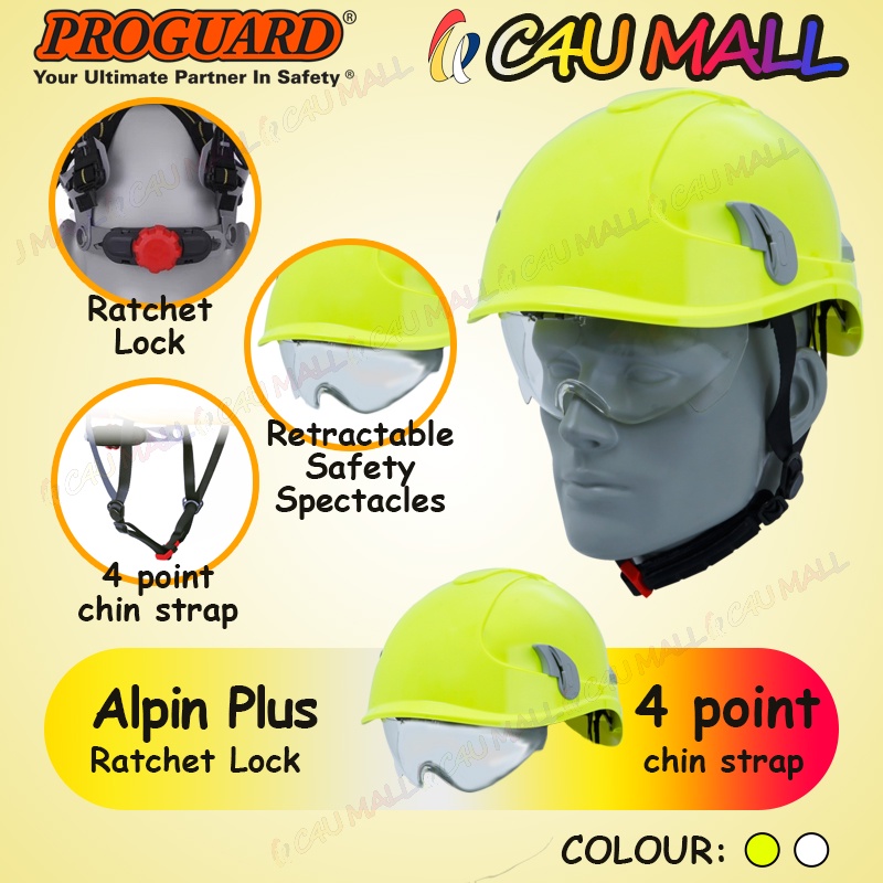 C4U Proguard Alpin Plus Safety Helmet 2 Belt Tali STRIP Spectacle ...