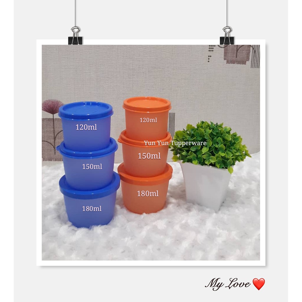 Tupperware Kit Cup Set - Blue and Orange (120ml + 150ml + 180ml) | Shopee Malaysia
