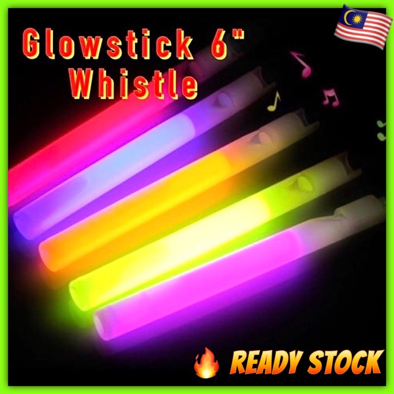 6 inch Glowstick Whistle. Glow in the dark luminous stick. Neon ...