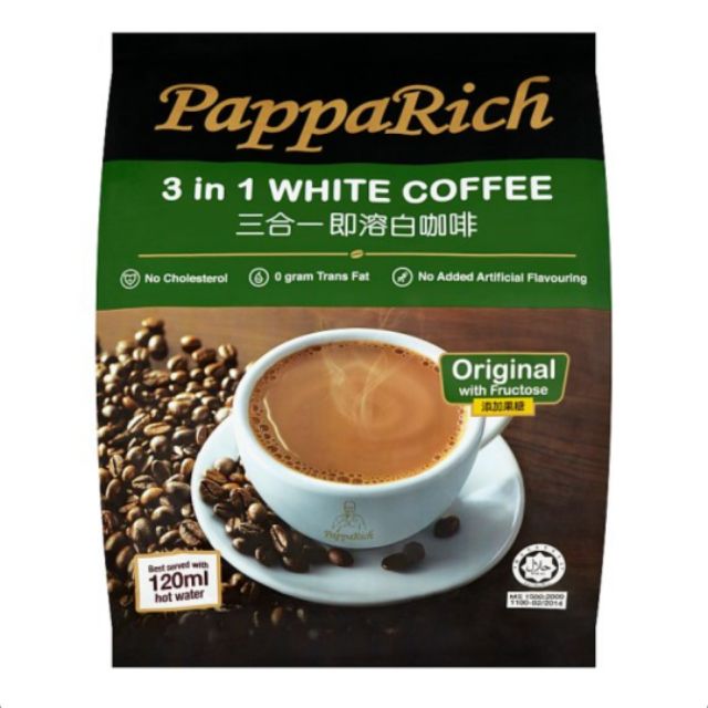 PappaRich 3 in 1 White Coffee Original with Fructose 1 Dozen x 30g ...