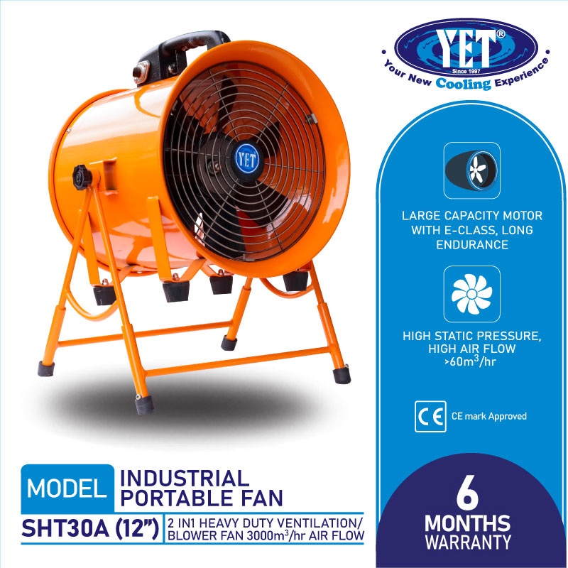 YET ECO SHT30A Heavy Duty 12''/16"/18"/20"/24" Portable Ventilator Fan ...