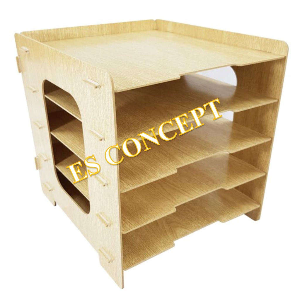 Wooden 5 Layer Desktop Rack, Wooden 5 Layer Table Rack, Document Rack ...