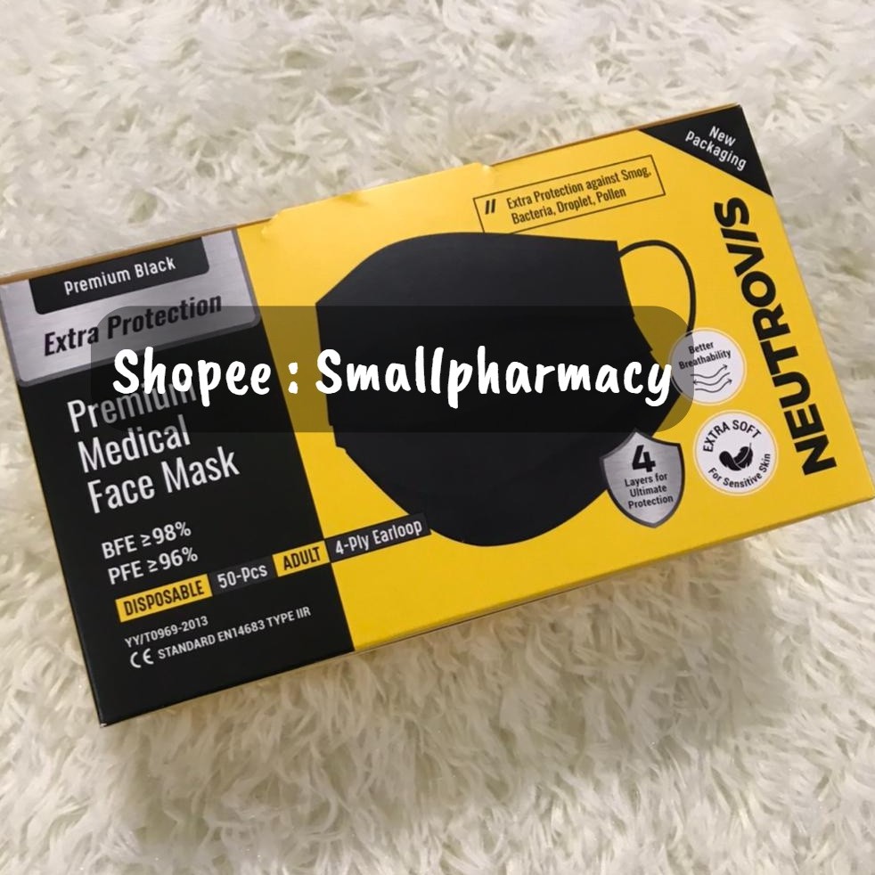 Neutrovis 4 Ply Medical Face Mask by Neutrovis (Premium Black) 50s ...