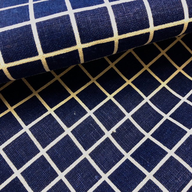 Navy blue square 🟦 cute cotton linen fabric/ kain diy cloth | Shopee ...