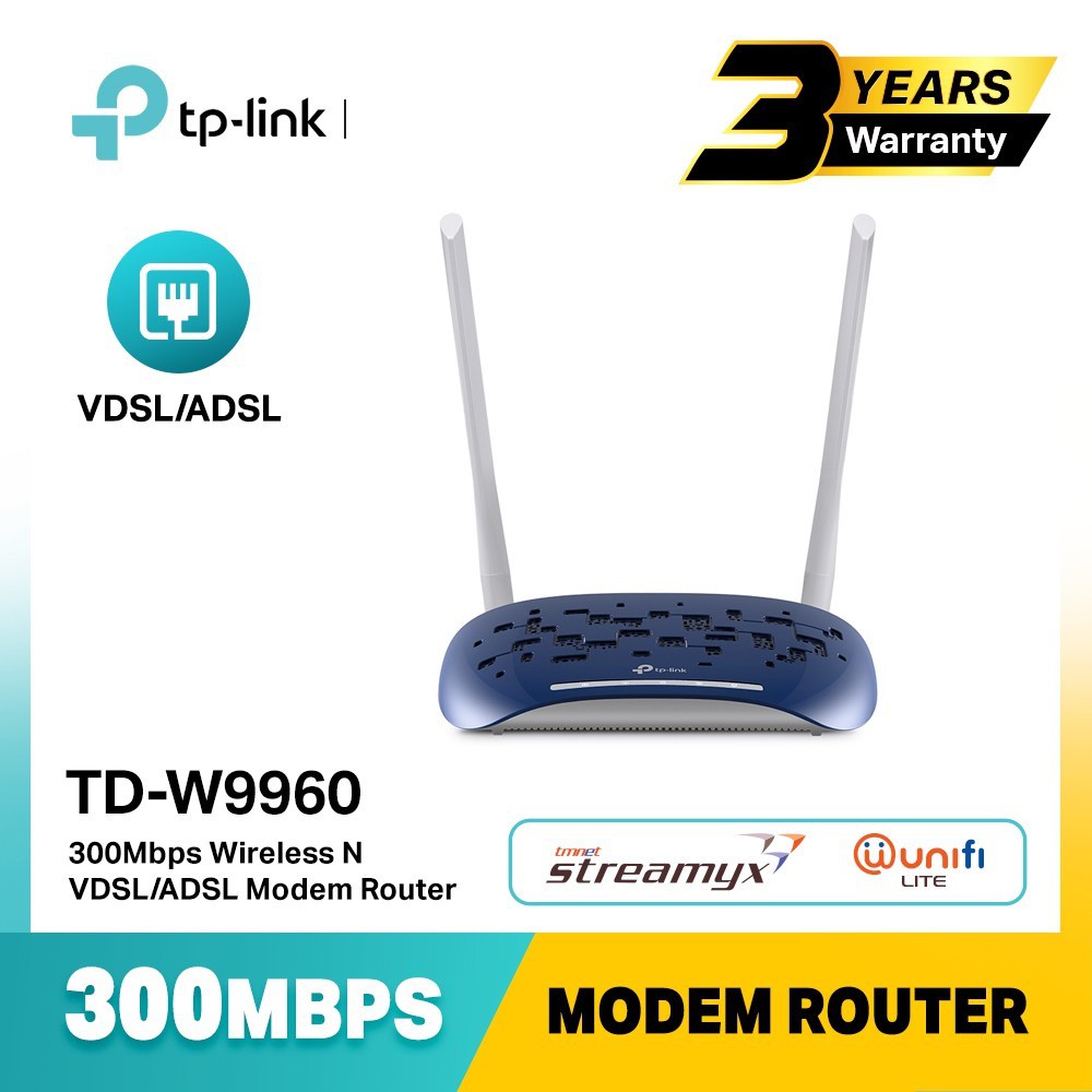 TP-Link TD-W9960 300Mbps Wireless N VDSL/ADSL WIFI Modem Router tm streamyx Unifi Lite 5dBi ...