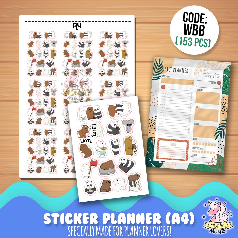 Deco Planner Sticker - We Bare Bears (153pcs) Sticker | Shopee Malaysia