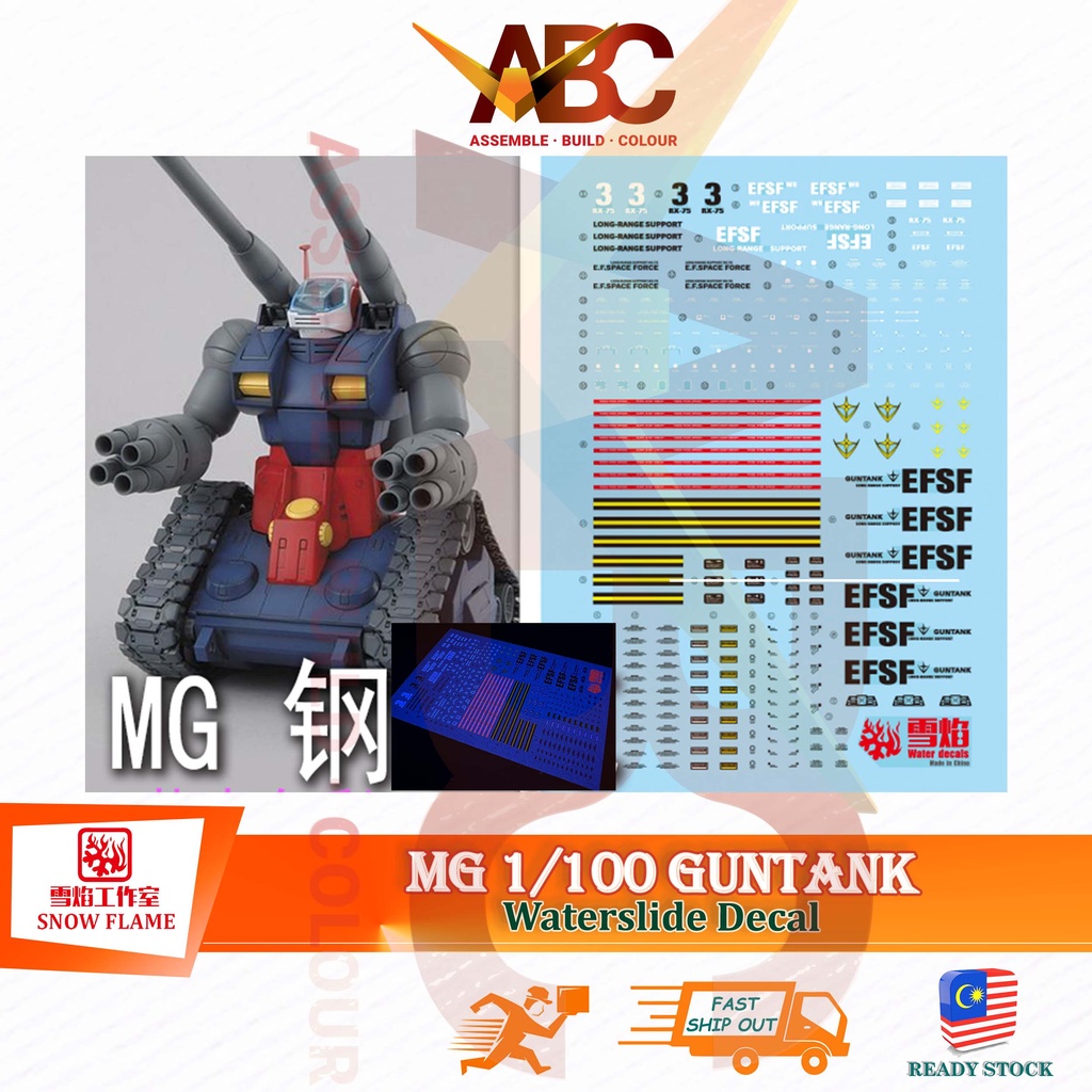 [Snow Flame] Waterslide Decal - MG 1/100 Guntank (Fluorescent) RX-75 ...