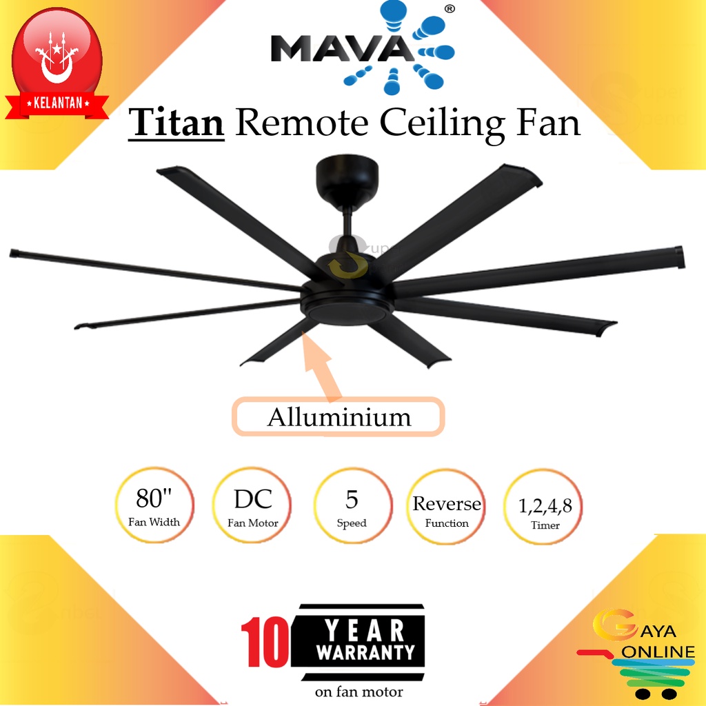 [ 60" / 80" ] Mava Titan Troca V2 DC Remote Ceiling Fan Kipas Siling ...