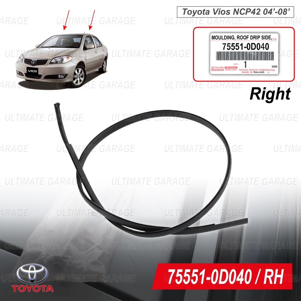 ORIGINAL Toyota Vios NCP42 ROOF MOULDING LINING RUBBER OUTER STRIP ...