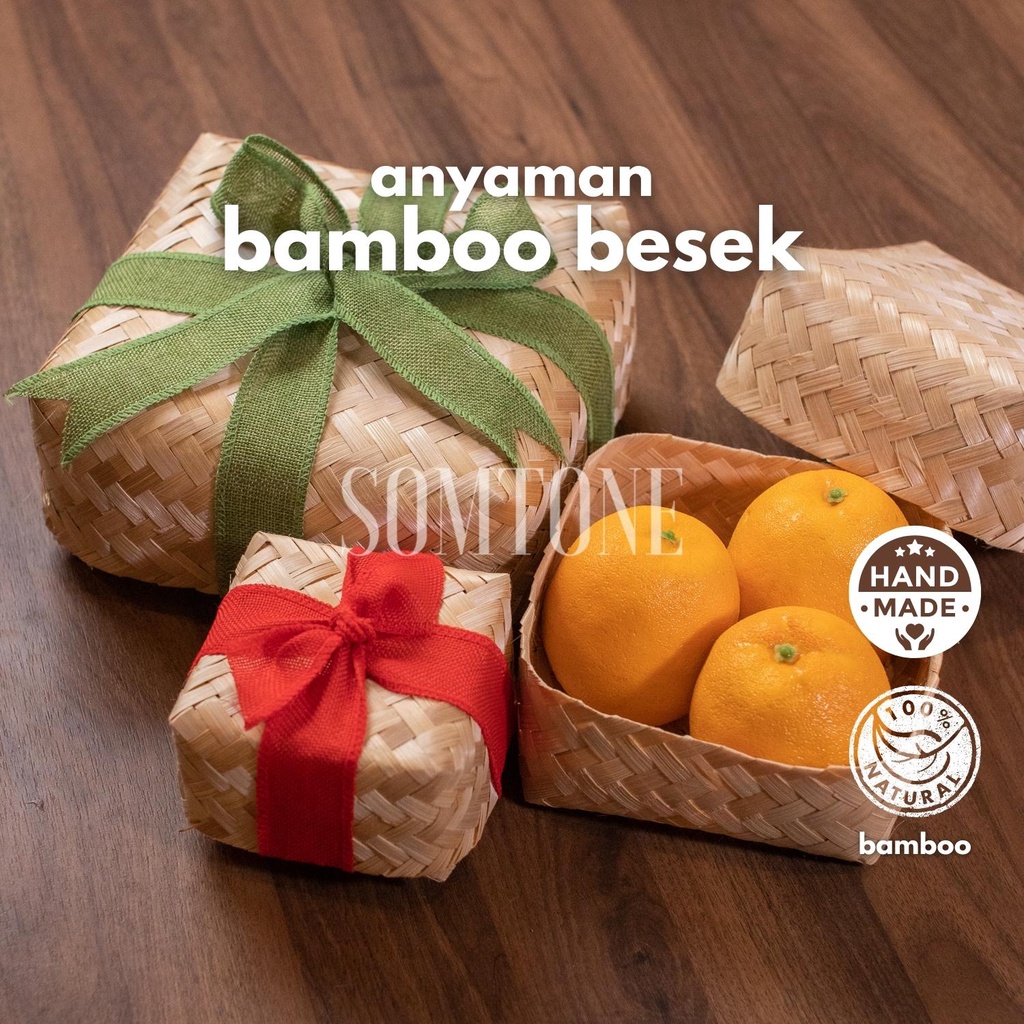 Grade A Bamboo Besek Bambu Square Gift Box Present Packaging Hamper ...