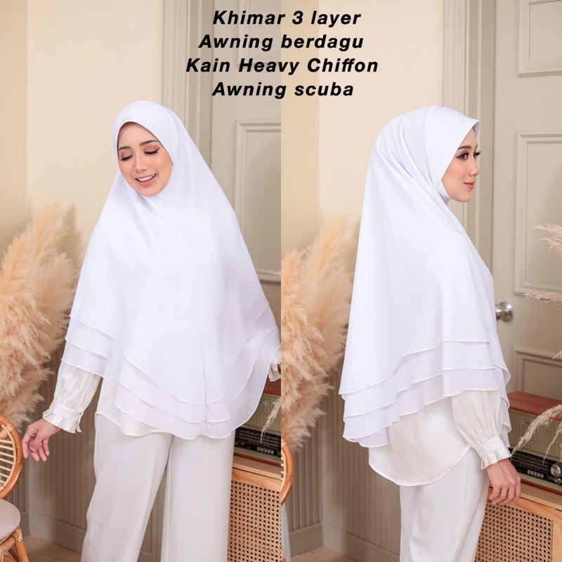 Tudung Umrah Haji Labuh Khimar | 2Layer + 3Layer + 3Layer Niqab | Black ...