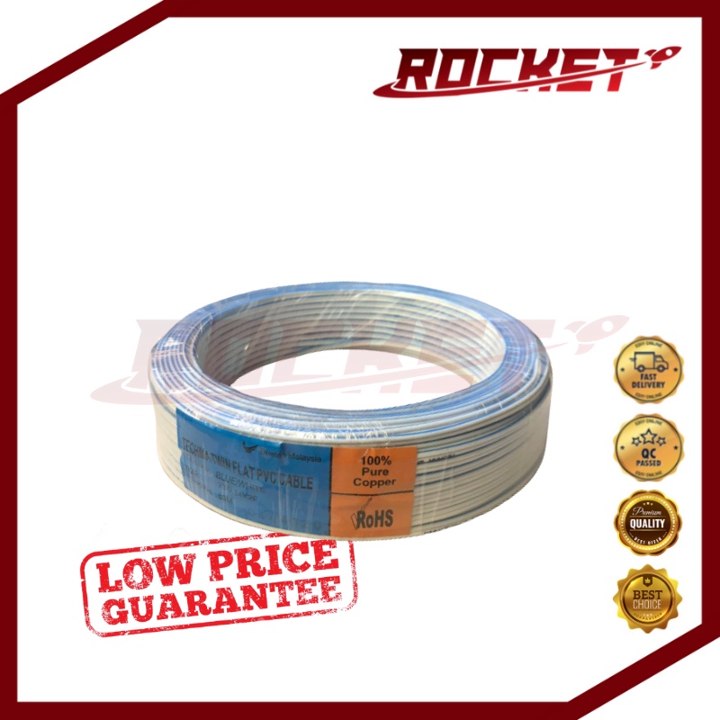 【Loose Cut】23/0.14 x 2 Core Flexible Cable Blue White Twin Flat Wire ...