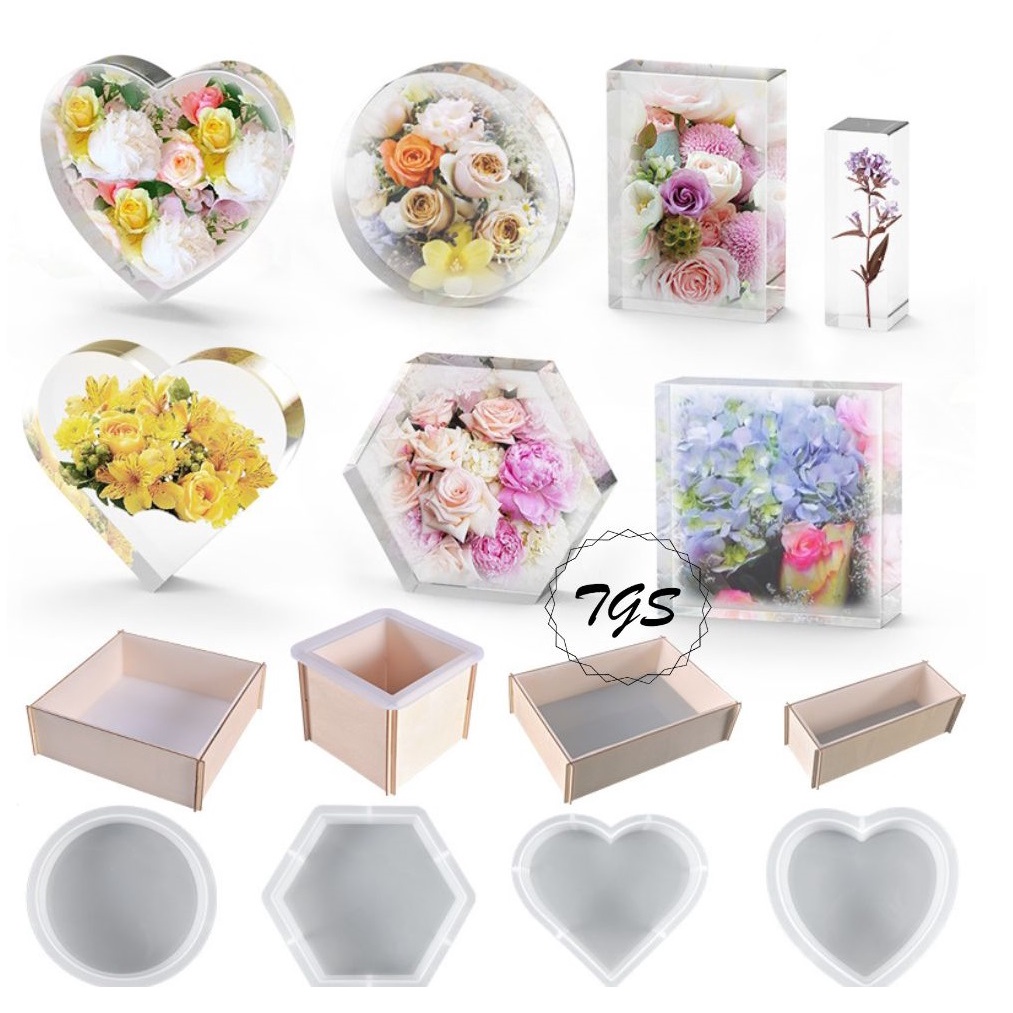 TGS DIY Crystal Epoxy Resin Mould Round Body Hexagon Set Table File ...