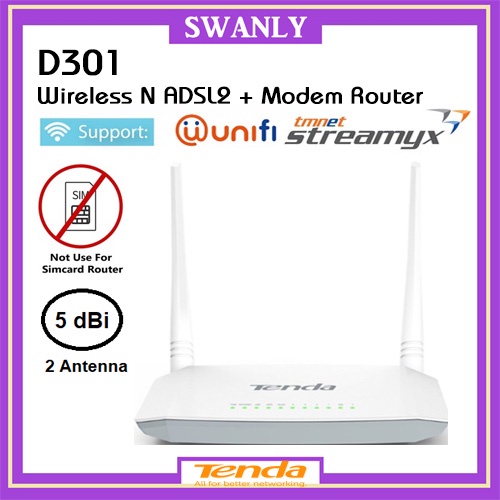 Tenda D301 Version 2.0 Wireless N ADSL2+ Modem Router | Shopee Malaysia