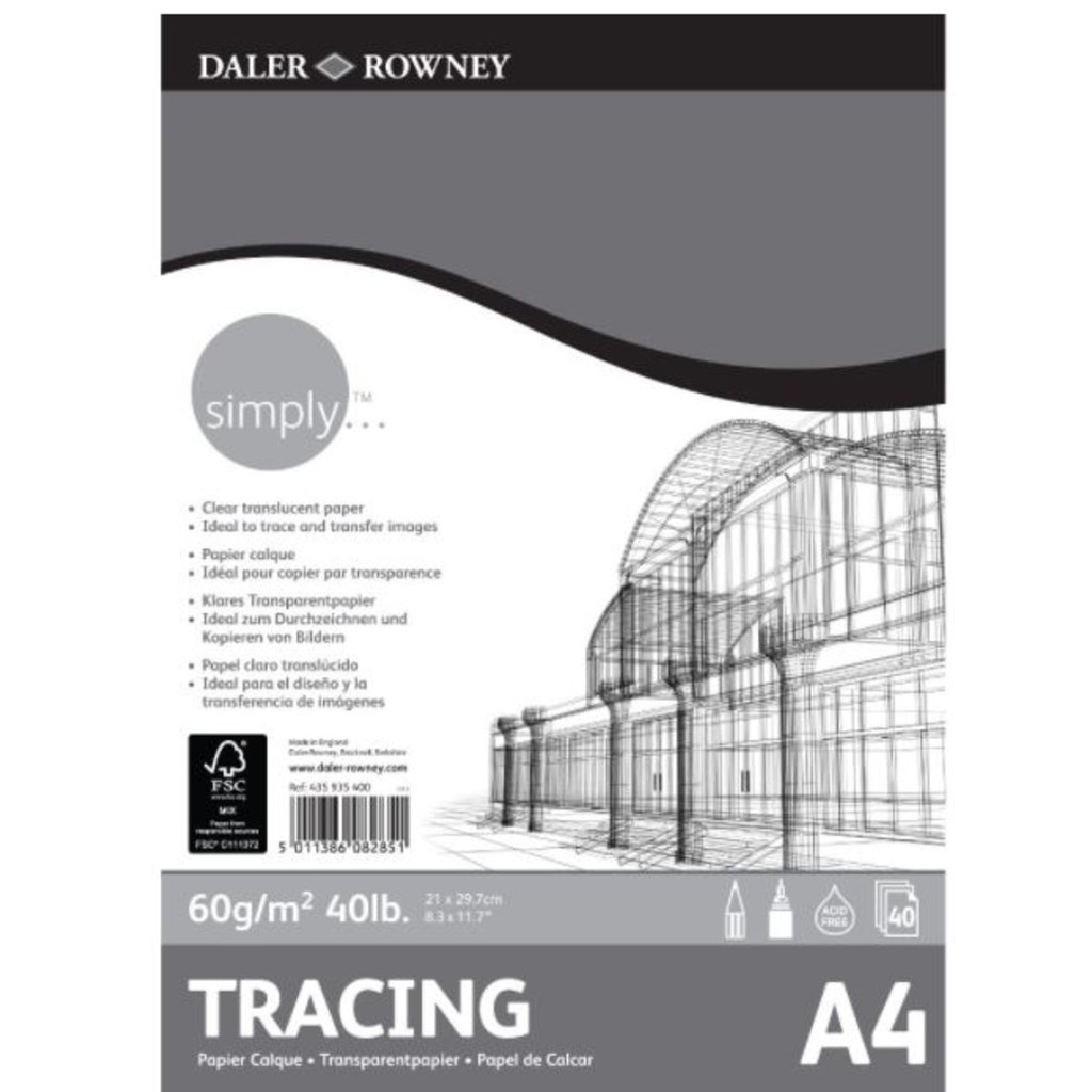Daler Rowney A4 60gsm Simply Tracing Pad 435935400 | Shopee Malaysia