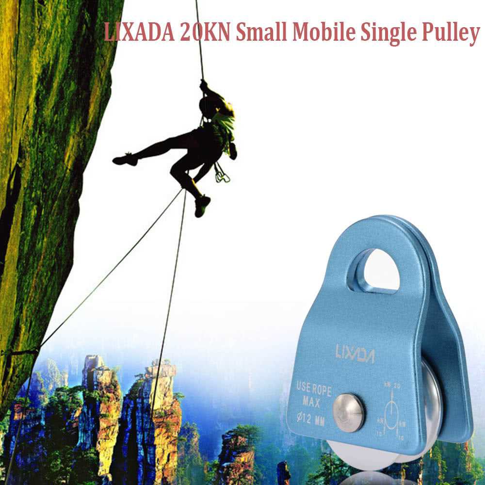 Lixada 20KN Small Mobile Single Pulley Swing Side Climbing Rigging ...