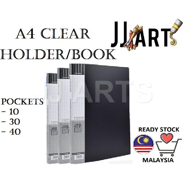 A4 Clear Holder/Book - 10 / 30 / 40 Pockets - ( Black ) | Shopee Malaysia