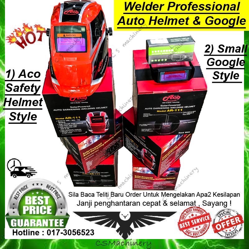 Aco welding Helmet & Auto glasses Auto goggle , cermin mata Auto gelap ...