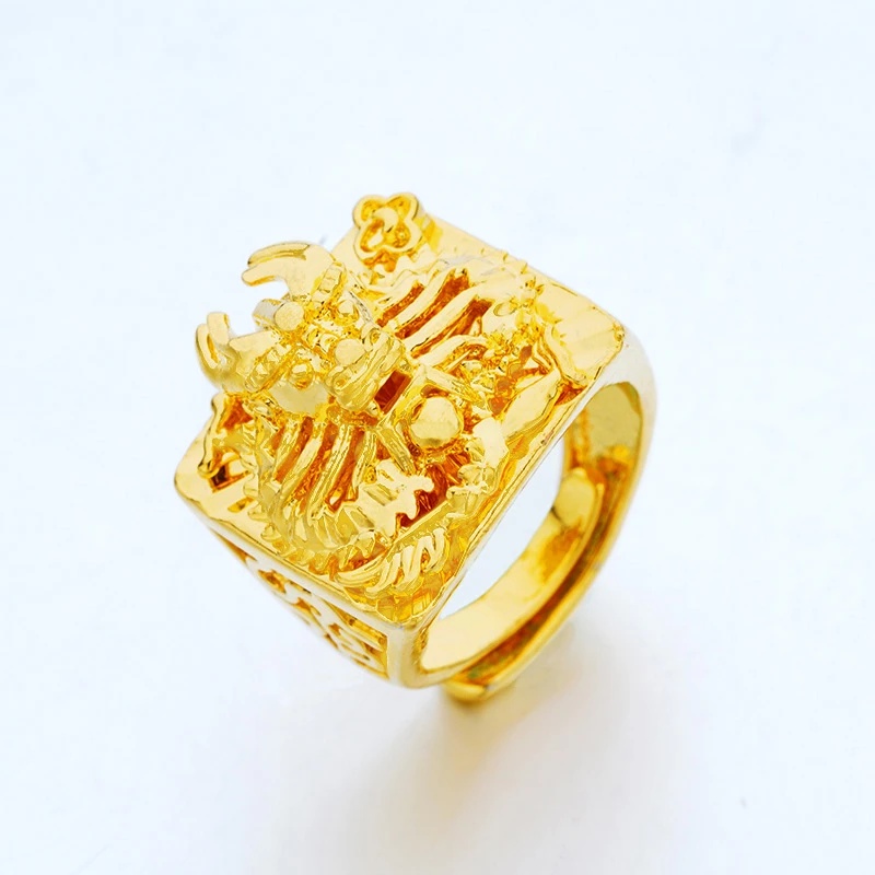 Chow Tai Fook Gold Plated Ring 24K Gold Ring Adjustable Minimalist Men ...