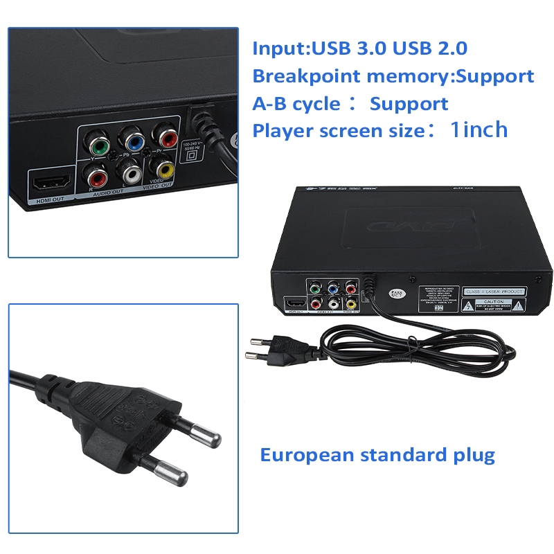 Multi System MP3 1080P DVD Player USB 2.0 3.0 DVD Multimedia Digital ...