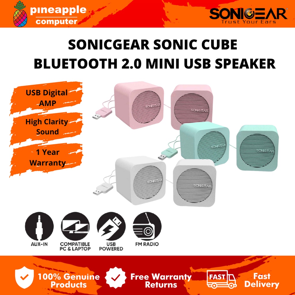 SonicGear Sonic Cube Bluetooth Portable Speaker 2.0 USB Speaker with ...