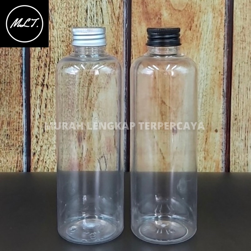 HITAM 250ml PLASTIC BOTTLE ALUMINUM NECK THREAD CAP 24 BLACK SILVER / ALUMINUM SILVER THREAD CAP ...