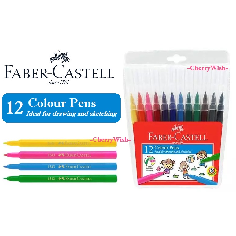 12 Colours Faber- Castell Magic Ink Pen / Fibre Tip Colour Pens Fine ...