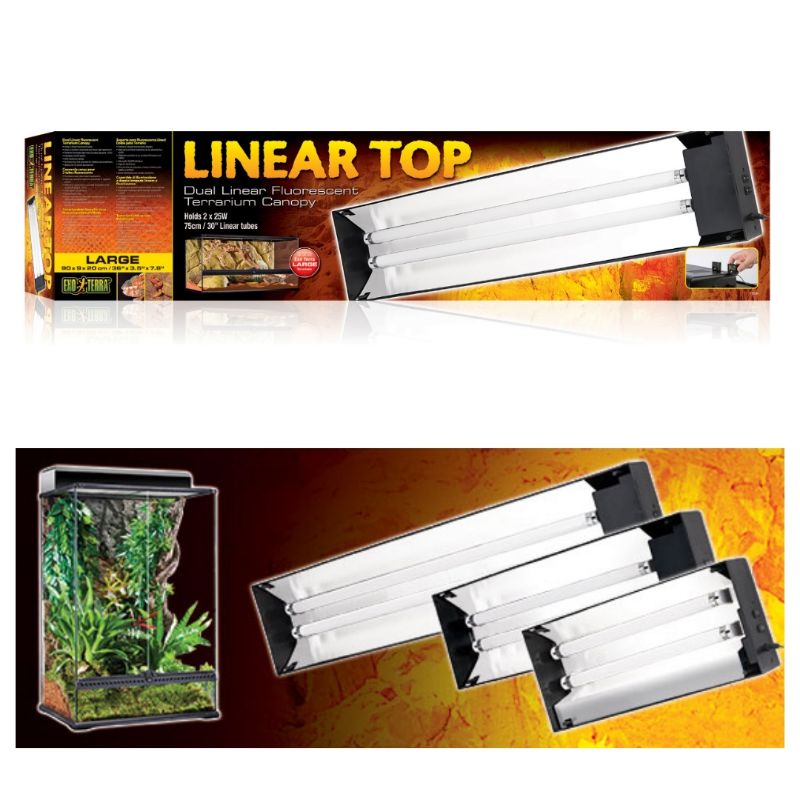 Exo Terra Dual Linear Top 90cm (Large) Reptile UV Fluorescent Bulb Fixture Terrarium Canopy Top ...