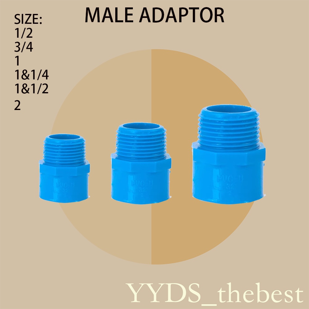 goflex male adaptor PVC water blue piping system tee (1/2)"(3/4")(1") | Shopee Malaysia