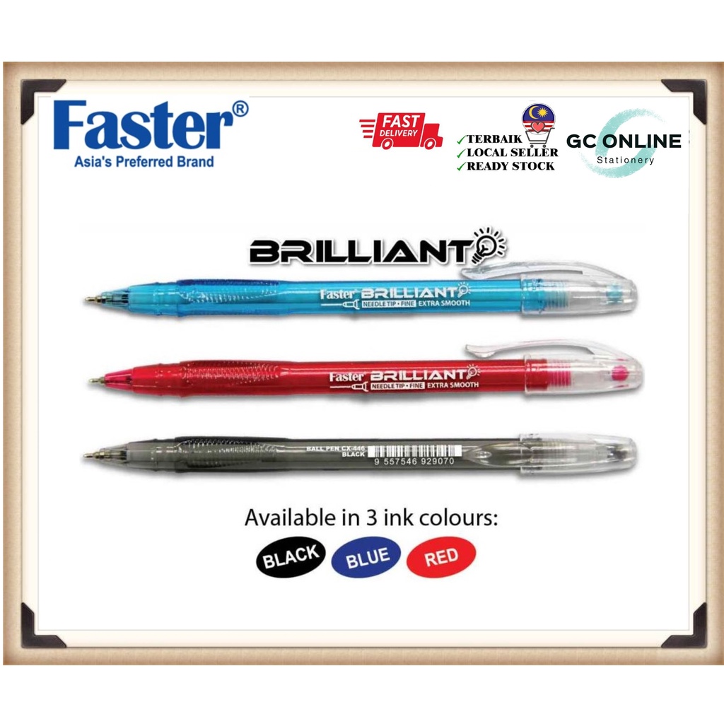 Faster CX-446 Brilliant 0.7mm Ball Pen / Ball Pen / Pen Hitam / Pen ...