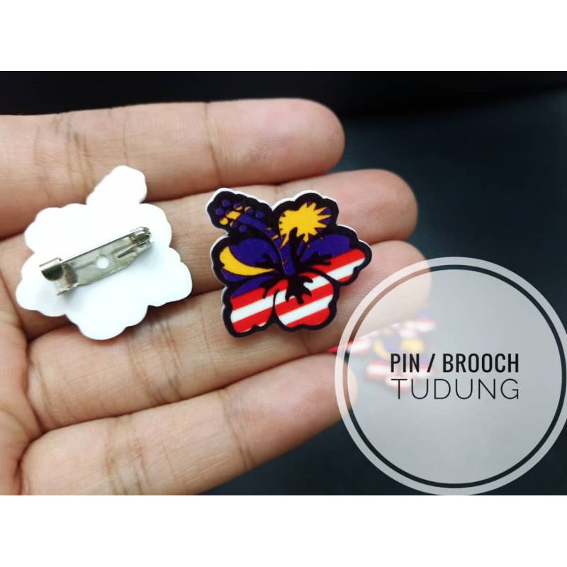 PIN TUDUNG BUNGA RAYA / BROOCH BENDERA MALAYSIA by lasercut malaysia ...