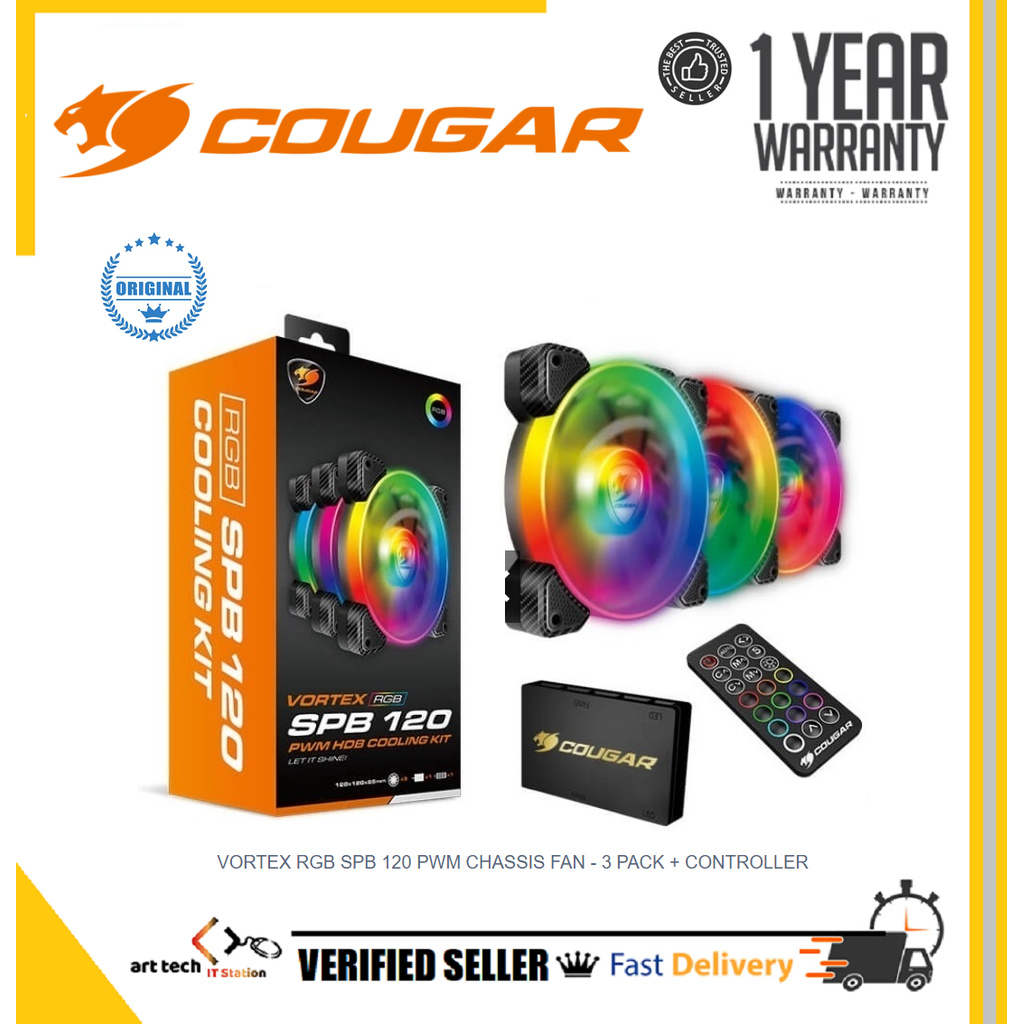 COUGAR VORTEX RGB SPB 120 PWM CHASSIS FAN - 3 PACK + CONTROLLER ...