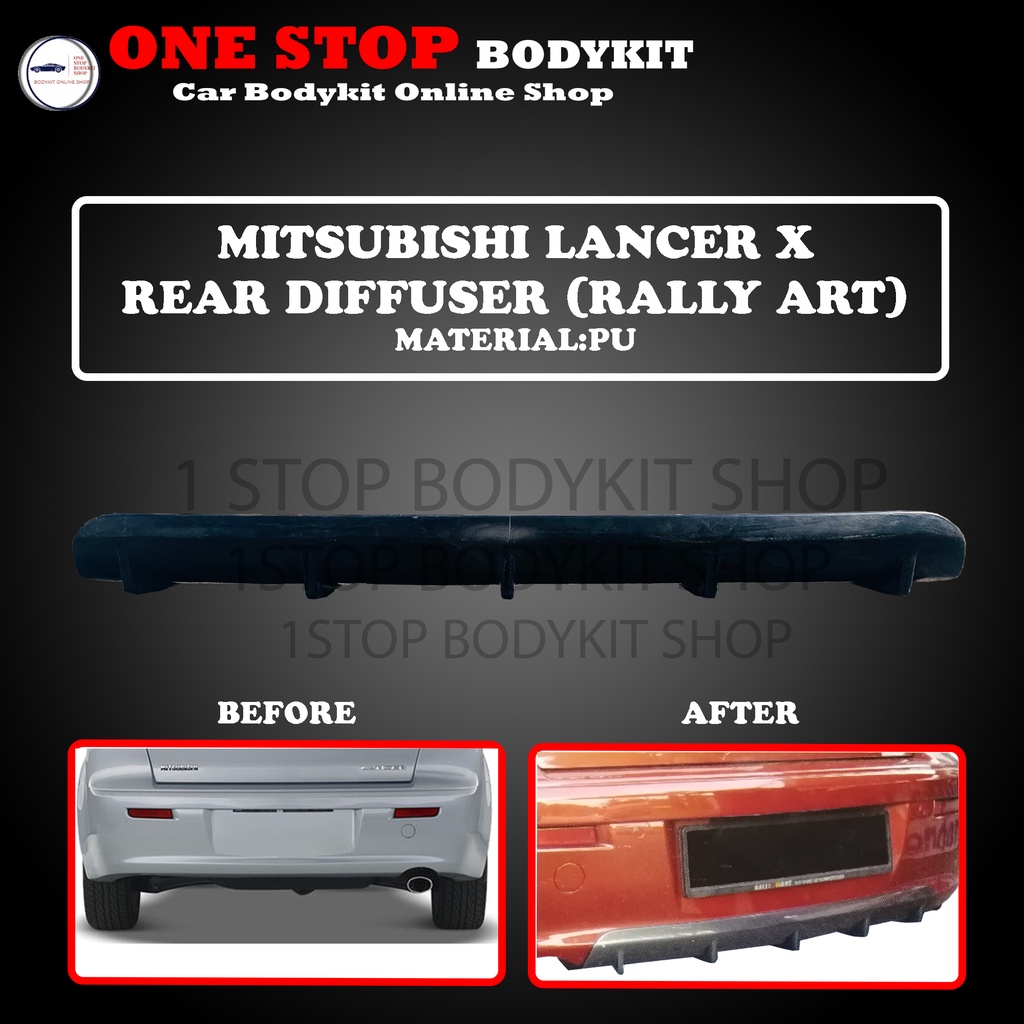 MITSUBISHI LANCER X REAR DIFFUSER (RALLY ART) POLYURETHANE (PU) SKIRT ...