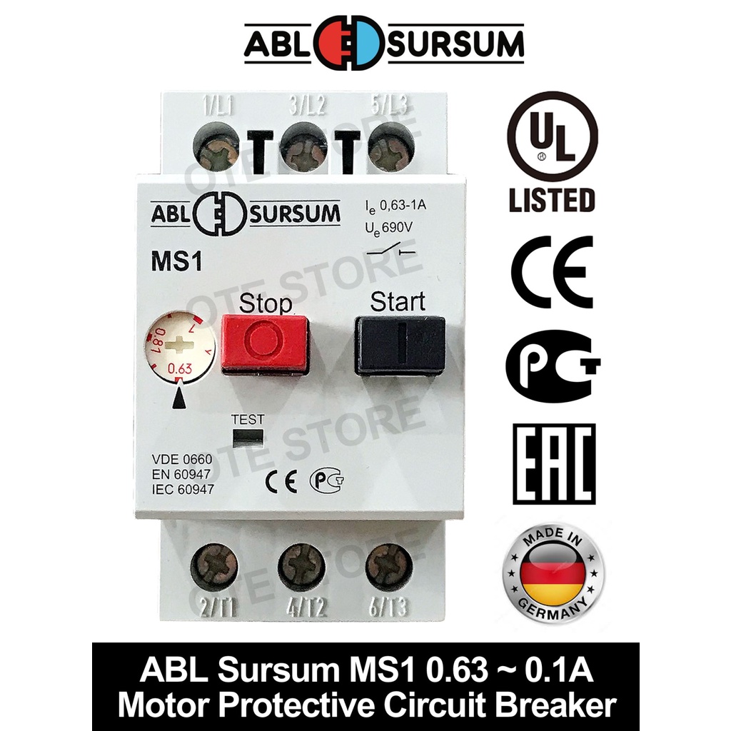 ABL Sursum Motor Protective Circuit Breaker / Auxiliary Contact Switch ...