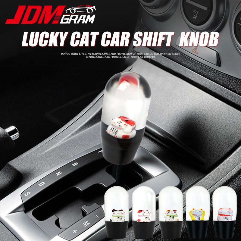 JDMGRAM Lucky Cat Car Gear Knob Manual Automatic Auto Waterproof Stick ...