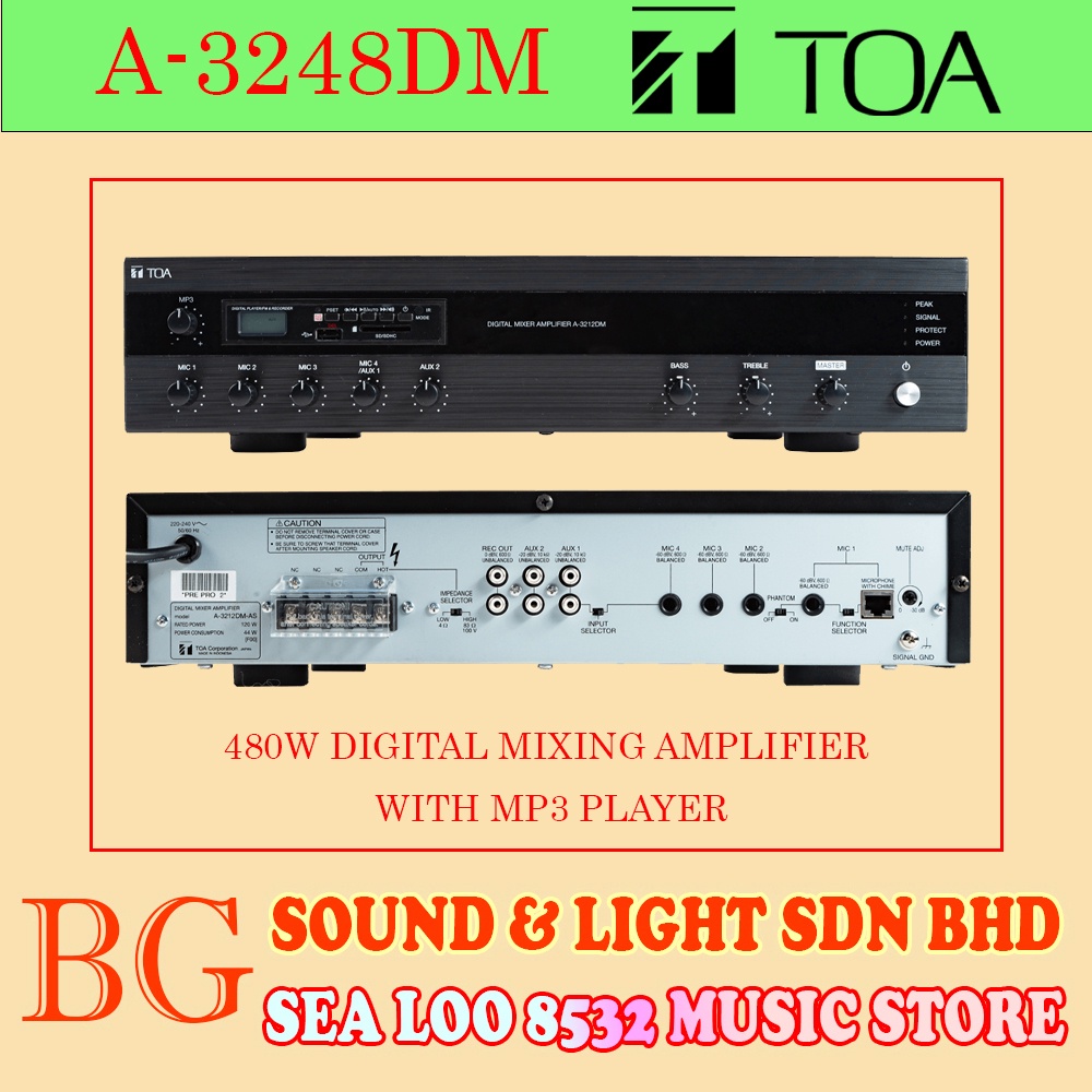 [ TOA AUTHORIZED DELAER ] TOA A-3248DM / A3248DM 480W DIGITAL MIXING AMPLIFIER WITH MP3 PLAYER ...