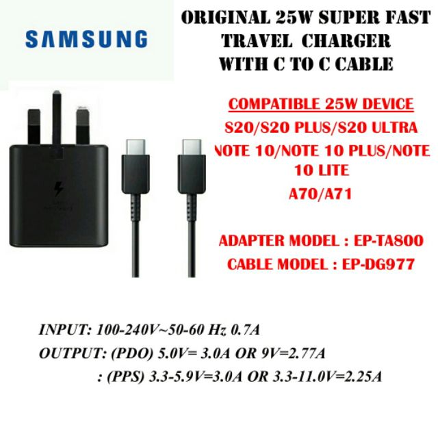 Samsung Original 25w PD(PDO/PPS) Super Fast Charger UK 3 Pin Adapter ...