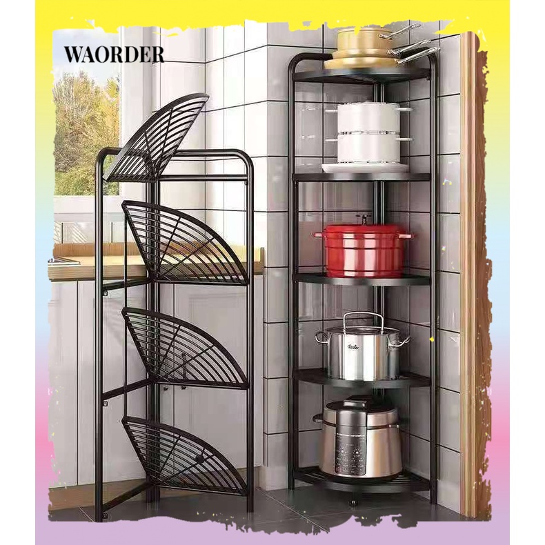 Foldable Kitchen Storage Rack Corner Rack Kitchen Organizers Rak Lipat ...