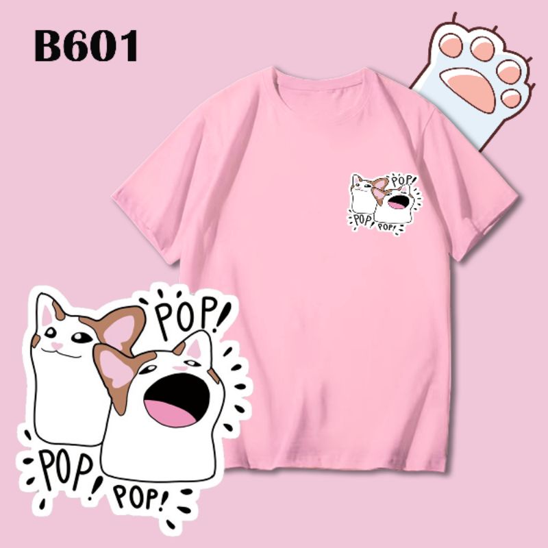 🌺**READY STOCK**POPCAT CLICK Cartoon Printed Graphic Short Sleeves T-Shirt Fashion 2XS-2XL ...