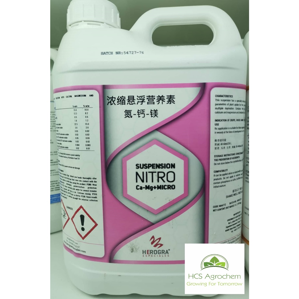 (+-5Lit)Baja foliar (HEROGRA) Suspension Nitro Ca+Mg+Micro | Shopee ...