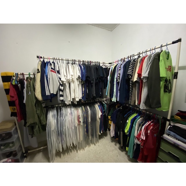 L-shape Heavy duty clothes hanger DIY stainless steel ivory pipe ...