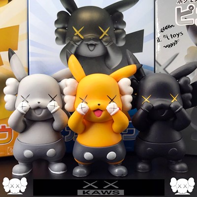 New 2022 10 cm Pokemon Pikachu cos Kaws Yellow Black Grey PVC Figure ...