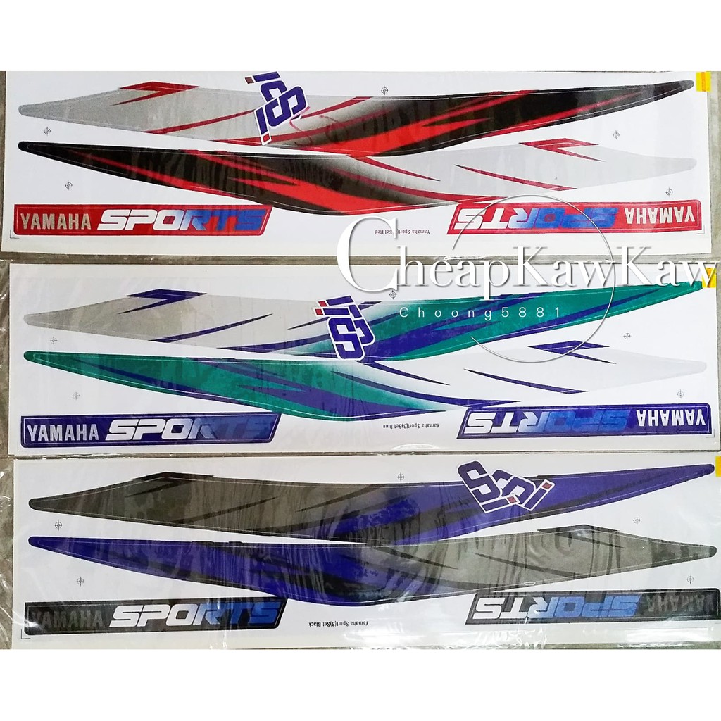 Yamaha Sports Y100 ( 3 ) Body Cover Set Stripe Sticker - Red / Black ...