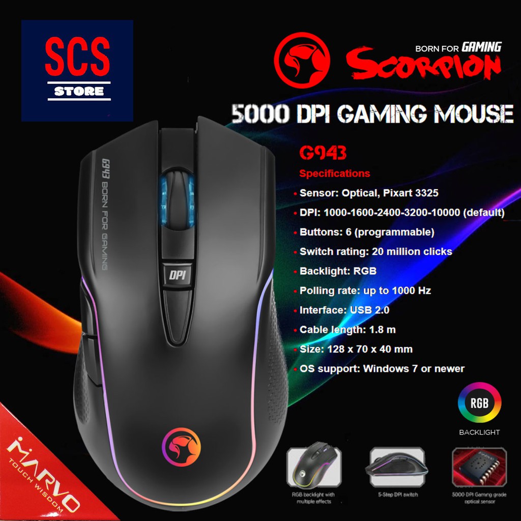 MARVO G943 RGB WIRED GAMING MOUSE | Shopee Malaysia