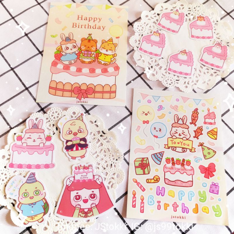 Happy birthday Happy Mail Tier 1|Sticker sheet|Sticker flakes|Art print ...