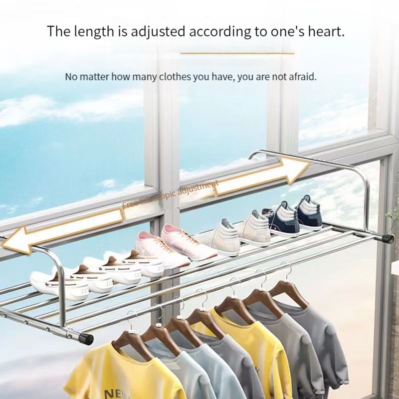 [MY READY STOCK] Retractable Balcony Drying Rack Hanger Stainless Steel ...